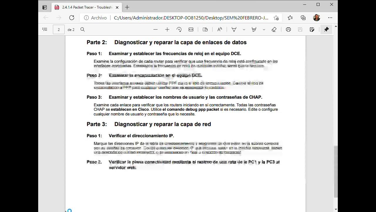 2 4 1 4 Packet Tracer Troubleshooting PPP with Authentication pdf Trabajo Microsoft Edge 2021 ...