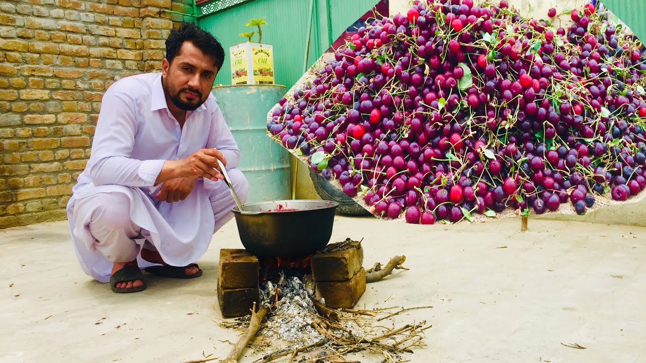 Delicious Jam Made Of Ripe Cherries! Summer fruits of Afghanistan 🍒# ...