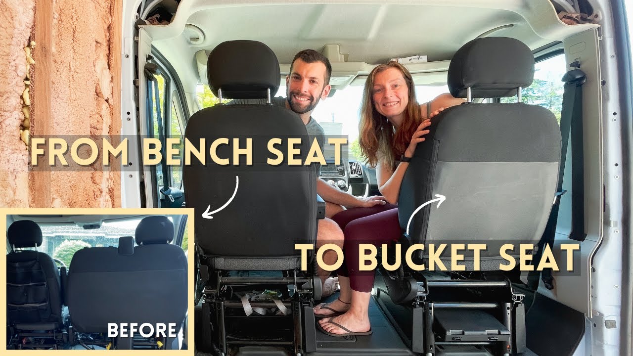 BENCH SEAT TO BUCKET SEAT | Brand New Airbag! | PROMASTER VAN BUILD ...