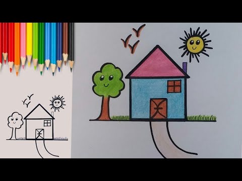 How to draw a cute house step by step|easy and simple house drawing #4 ...