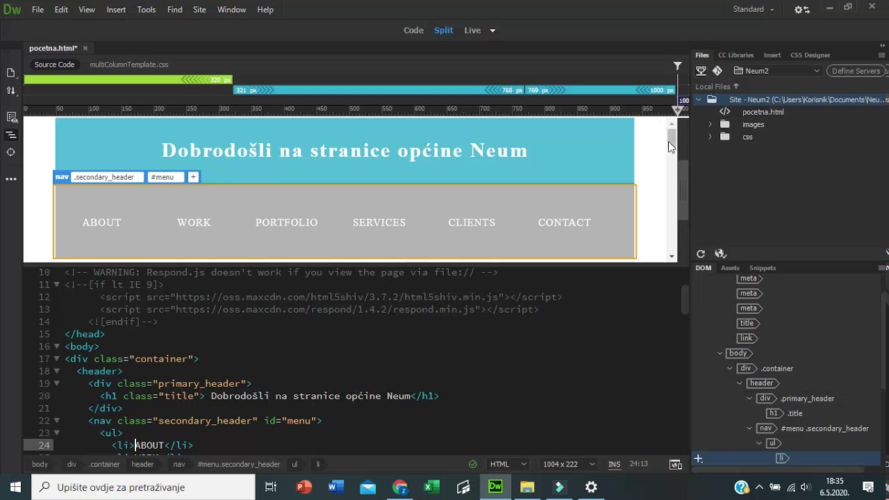 kreiranje html stranica na osnovu predloška - YouTube
