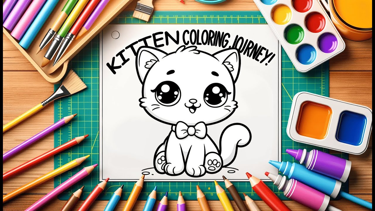 Cute Kitten with Bow Tie Coloring Page | Purr-fect Elegance with The ...