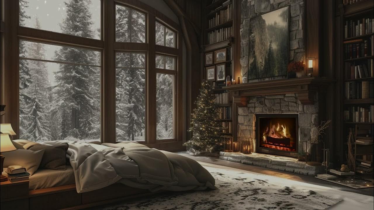 Cozy Winter Ambience for Reading with a Fireplace, Snowfall and Blizzard Sounds - YouTube
