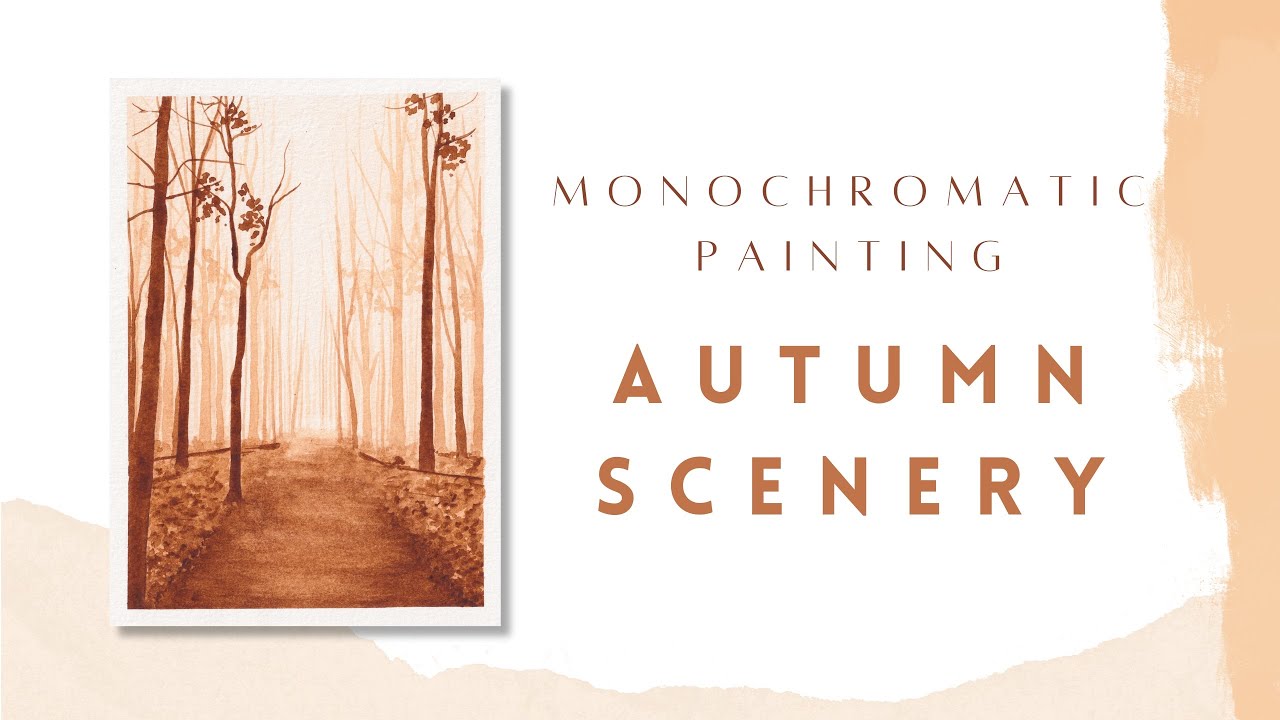 How to Paint with only One Color | Autumn Scenery | Monochromatic ...