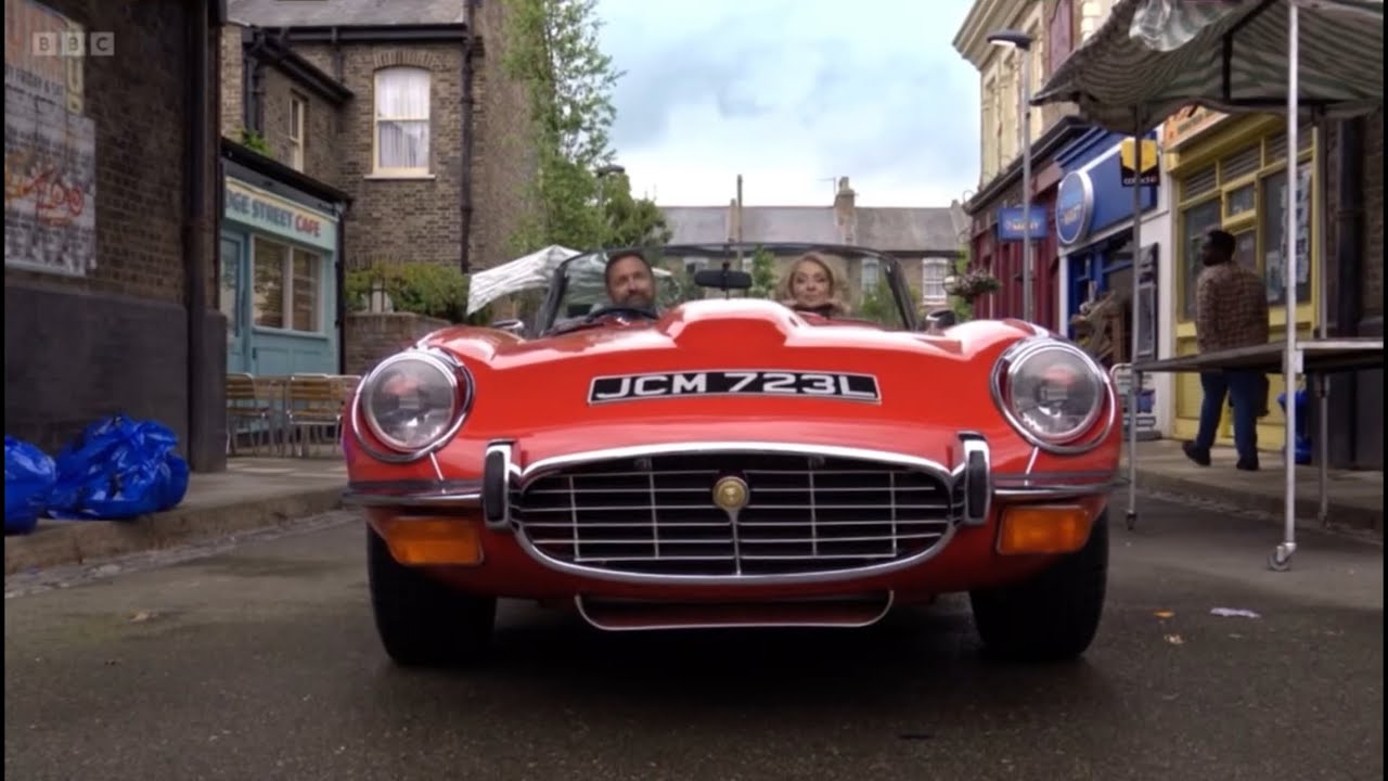Eastenders Chrissie and Jake drive off together as Chrissie looks at ...