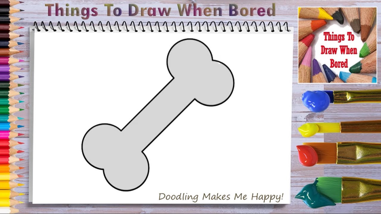 How To Draw A Dog Bone Step By Step Easy - YouTube