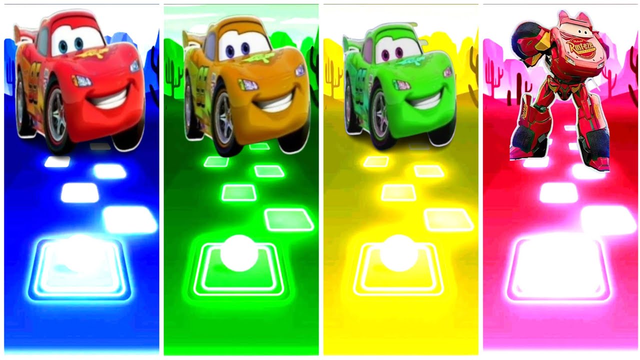 Lightning McQueen Yellow Car 🆚 McQueen Red Car 🆚 McQueen Blue Car 🆚 ...