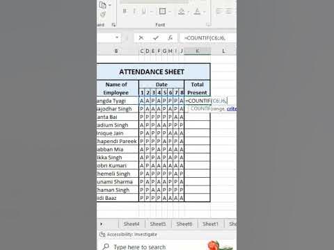 Attandance Sheet in #excel #shorts #viralshorts #exceltutorial #exceltips - YouTube