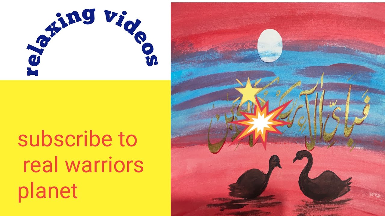 natural scenes painting with calligraphy/acrylic painting step by step ...