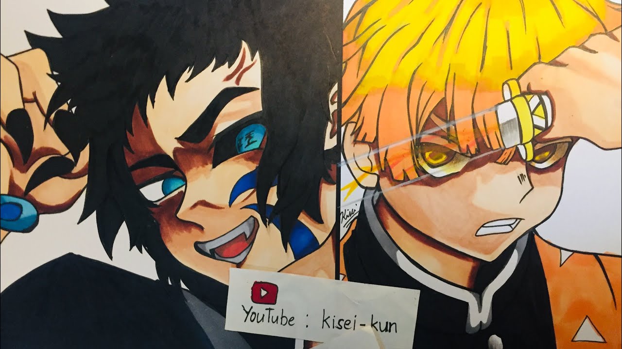 Drawing Kaigaku Vs Zenitsu Kimetsu No Yaiba Youtube
