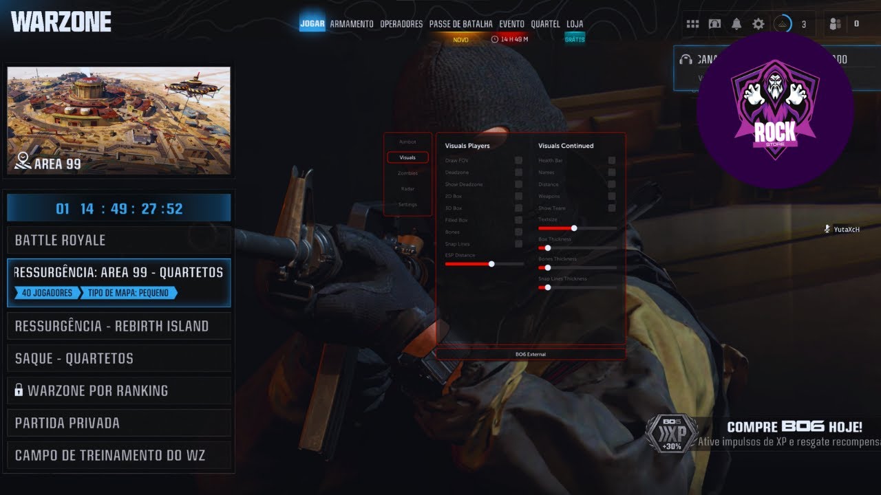 Melhor mod menu de call of duty warzone/bo6 (ROCK STORE) 🎯⚔️ 100% ...