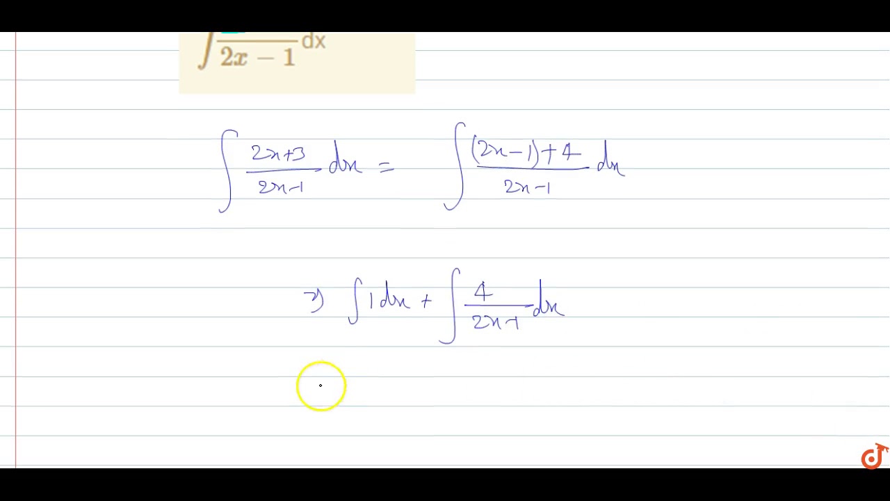 `int(2x+3)/(2x-1)`dx - YouTube