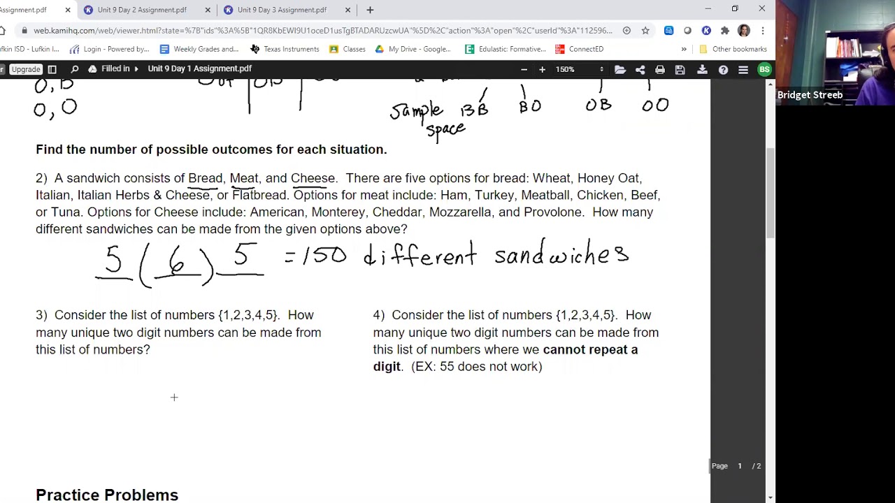 Unit 9 Day 1 Sample Space Guided Practice - YouTube