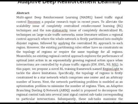 Large Scale Traffic Signal Control Using Constrained Network Partition and Adaptive Deep ...