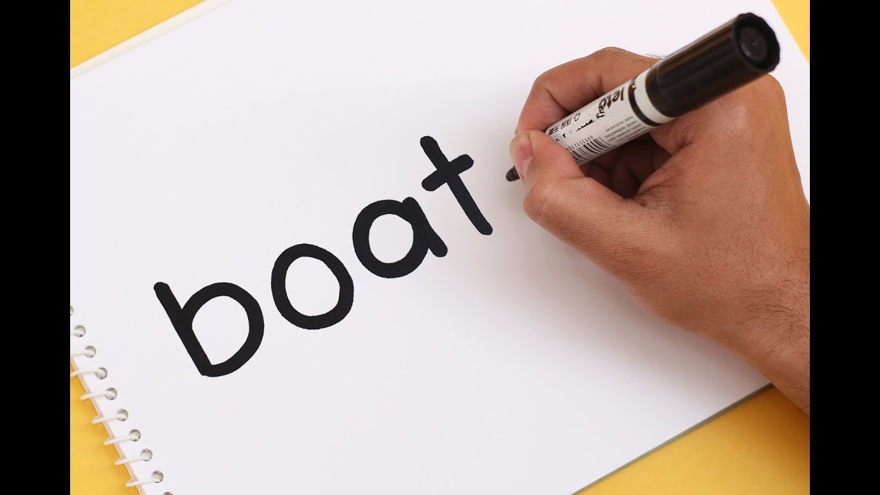 How to turn word BOAT into a Cartoon ! Text To Picture Art for kids ...
