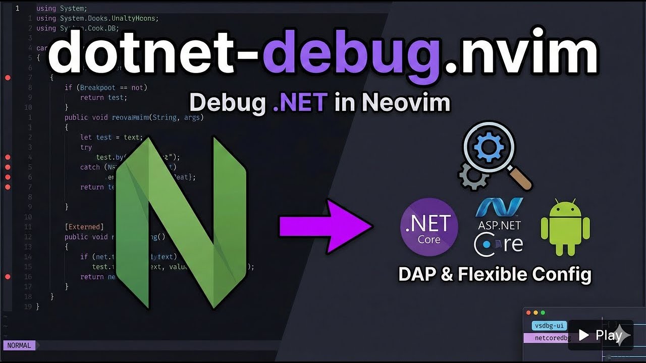 Debugging .NET for Android in Neovim - YouTube