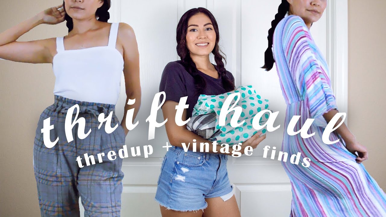 Try-On Thrift Haul | My First Time On ThredUp + Vintage Finds - YouTube