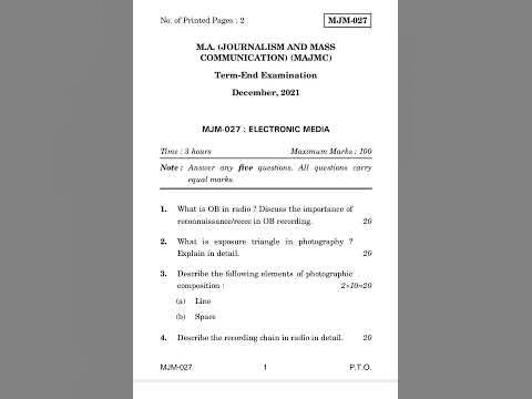 MJM-027 DECEMBER-2021 QUESTION PAPER IGNOU - YouTube