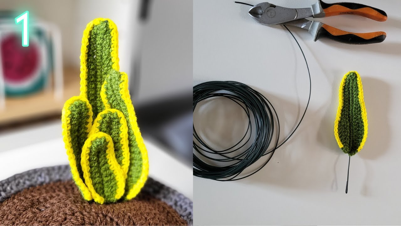 How to Add WIRE in Crochet LEAF - Crochet Snake Plant Leaf with WIRE ...