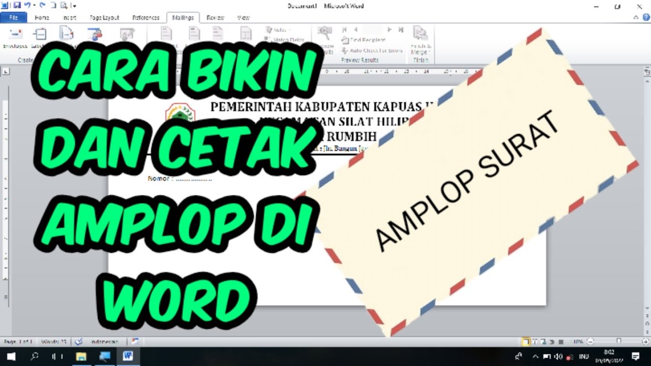 MEMBUAT AMPLOP DI MICROSOFT WORD || langsung diprint - YouTube