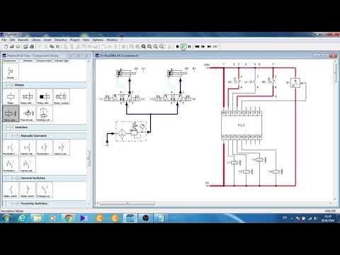 โปรแกรม FluidSIM 4.2 นิวแมติกส์ A+B+A-B- โดยใช้ PLC Logic module - YouTube