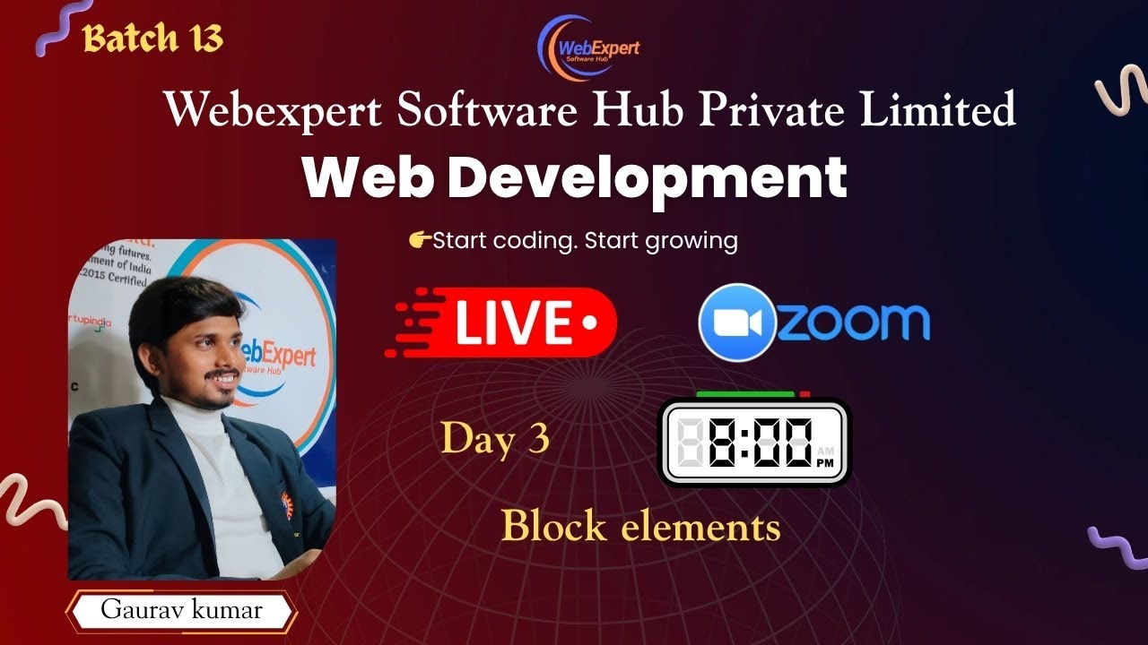 Web Development Course Day 3 (Batch 13) block elements.... - YouTube