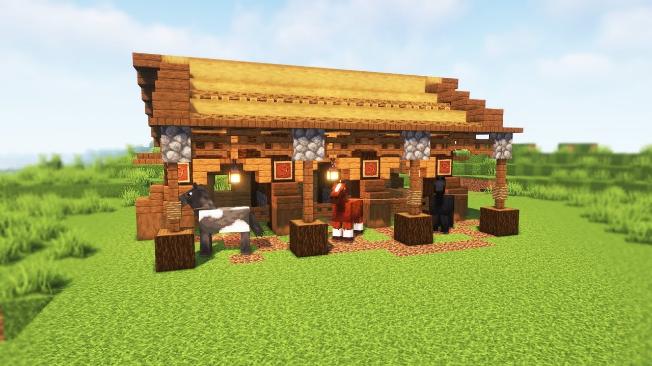How to Build a Small Horse Stable in Minecraft - YouTube