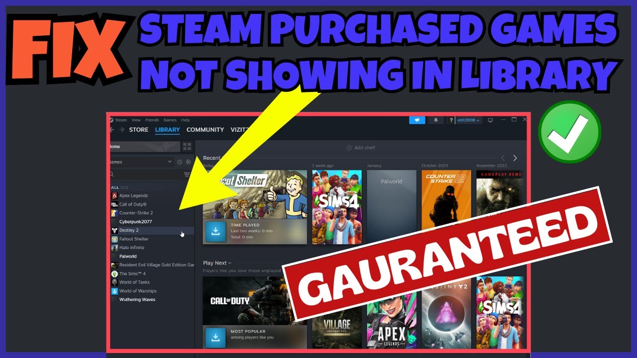 Purchased games not showing up in Steam library Fix - YouTube