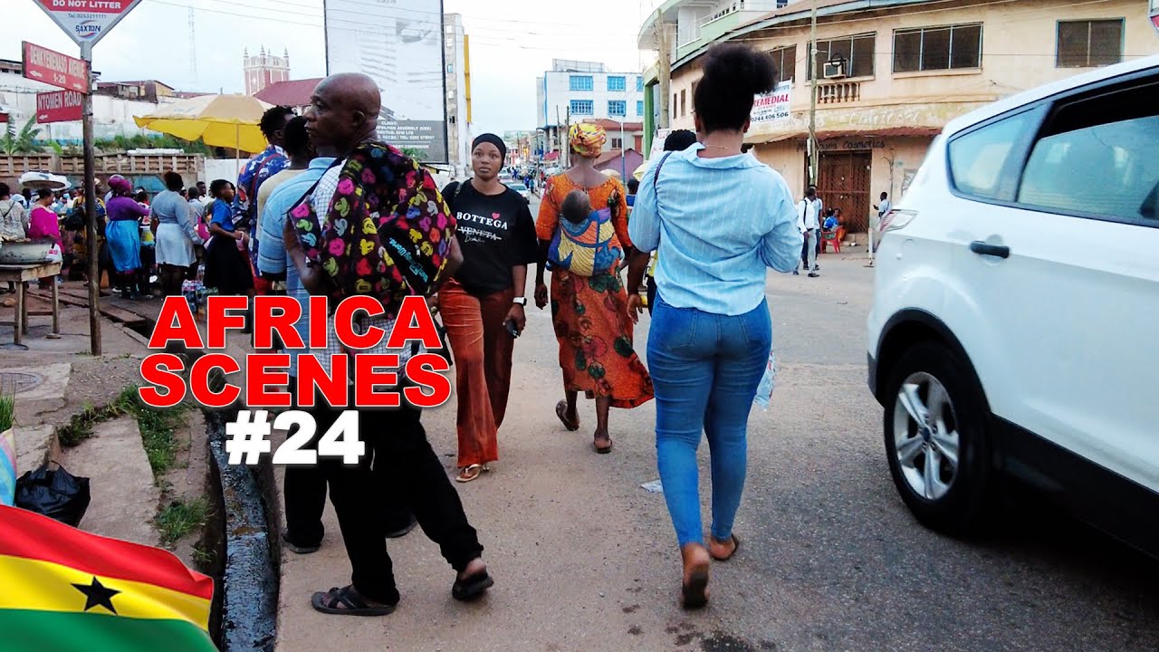 4k AFRICA MINI BUS TERMINAL IN WEST AFRICA, GHANA. KUMASI PRISONS BUS ...
