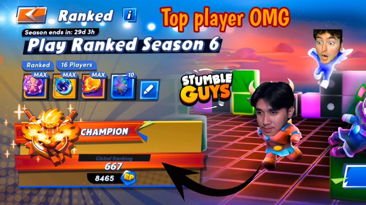 I am champion 🏆 Top player of Stumble guys 😈 Rank push tips and tricks ...