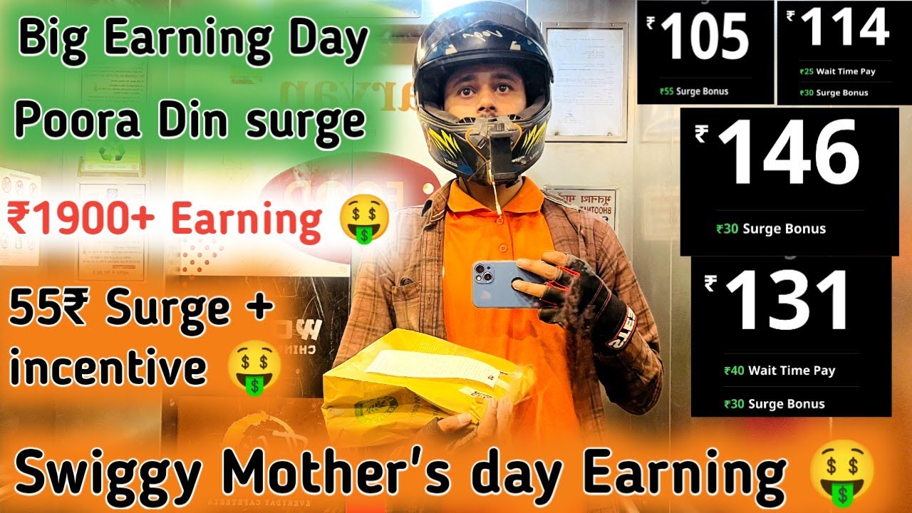 Swiggy Mother's day Earnings 🤑 || Swiggy 11 hours earning in Lucknow ...