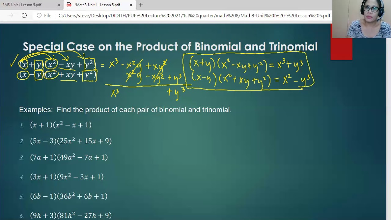 Special Products-Special Case on the Product of Binomial and Trinomial ...