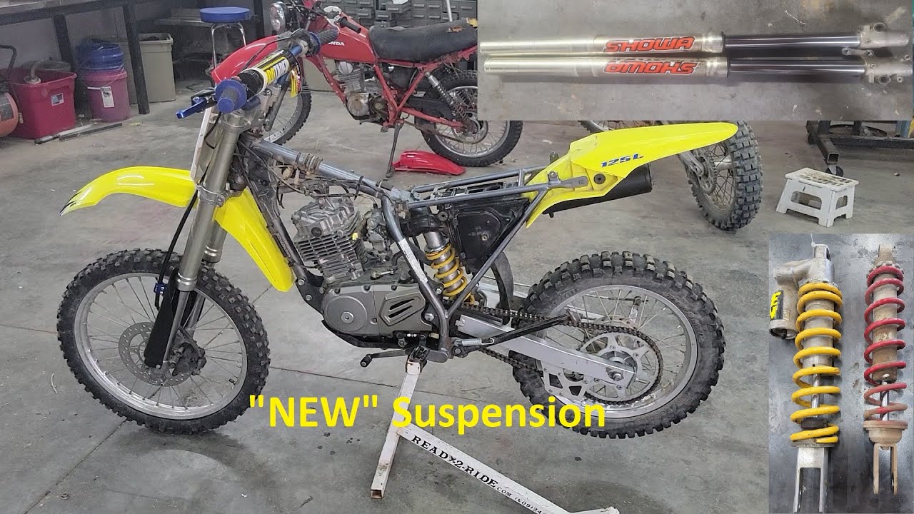 DRZ 125 Build Part 3 - She gets "new" suspension - YouTube