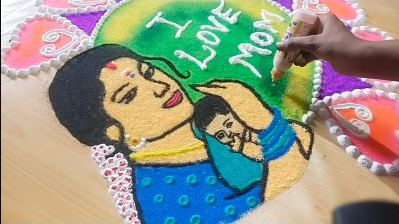 mother's day special Rangoli kollam by siragugal rangoli priya - YouTube