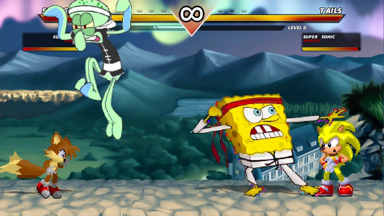 Spongebob Squarepant and Squidward vs Tails and Super Sonic The ...