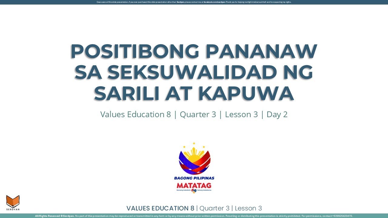 Values Education 8 - Q3W3D2 - Positibong Pananaw sa Seksuwalidad ng Sarili at Kapuwa - YouTube