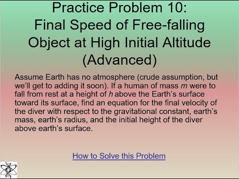 Final velocity of a high-altitude falling object using the work-energy ...