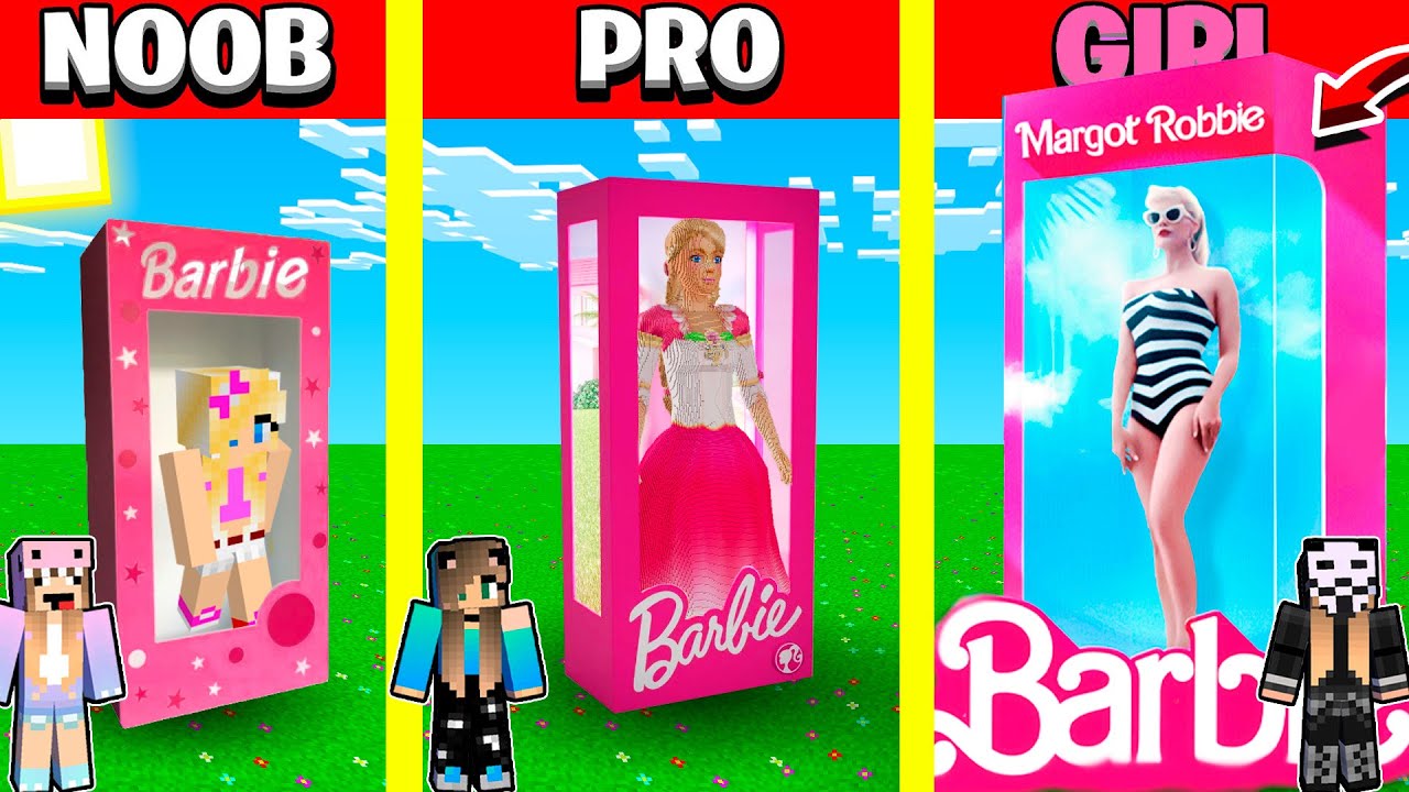 Minecraft Battle: BARBIE BOX BUILD CHALLENGE - NOOB vs PRO vs GIRL ...