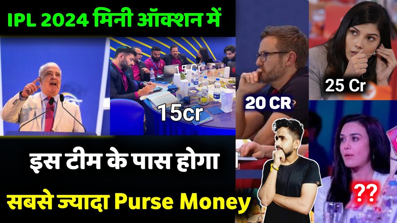 IPL 2024 Auction - These team will have Biggest Purse Money || RCB CSK ...
