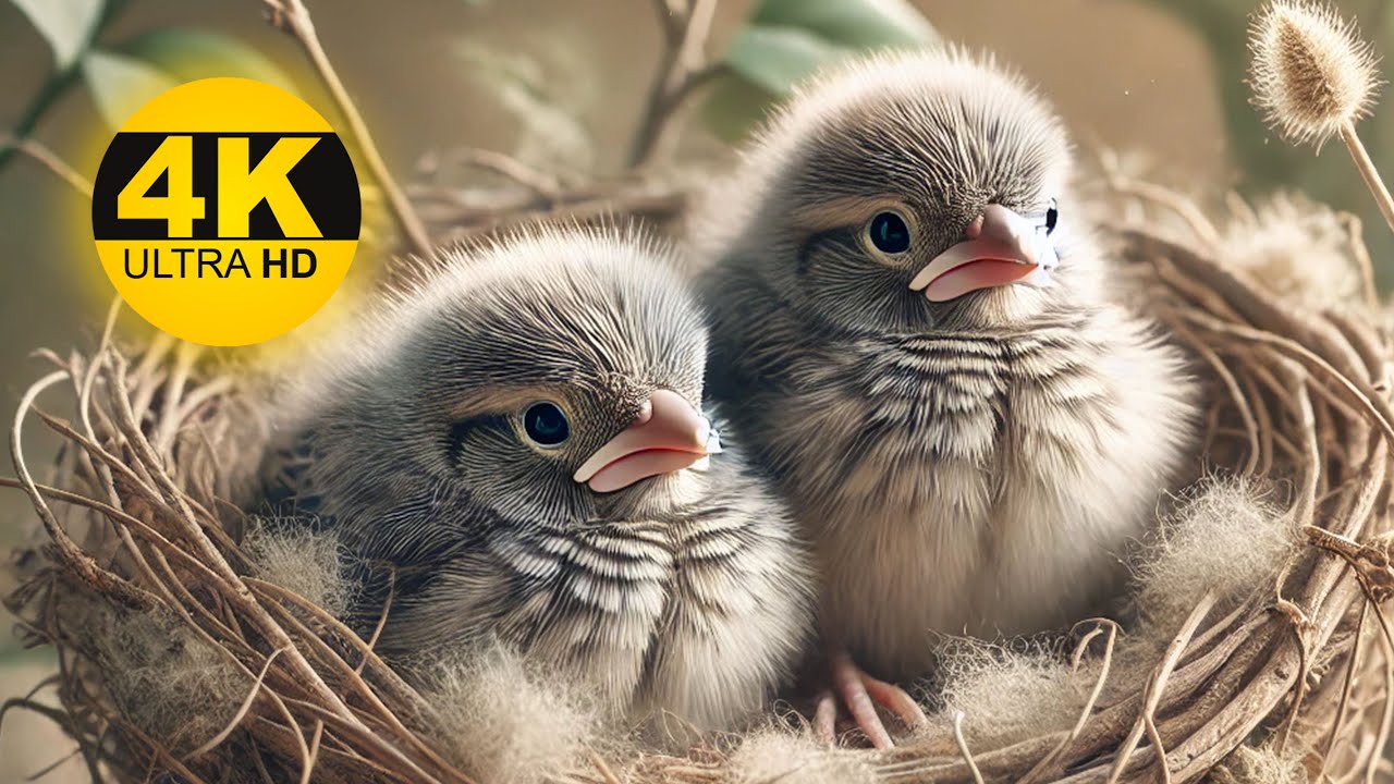 Two tiny zebra finch chicks in the nest and are regularly cared for by ...