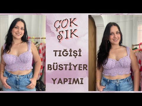 ÇOK ŞIK MİDYE BÜSTİYER YAPIMI!-PART 1- YAZLIK TIĞİŞİ CROP TARİFİ!KOLAY ÖRGÜ BÜSTİYER NASIL YAPILIR?