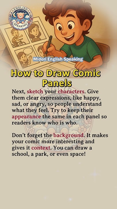 Midori English Speaking :How to Draw Comic Panels #shorts | learn ...
