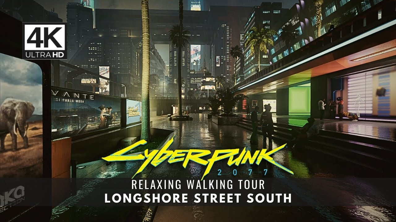 Cyberpunk 2077 - Relaxing Walking Tour - Longshore Street South - Night ...
