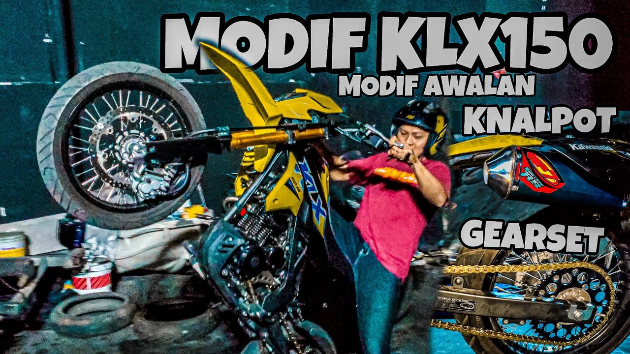 GANTI KNALPOT & GEAR SET MODIF AWALAN KLX150 SE SM KANTOR - YouTube