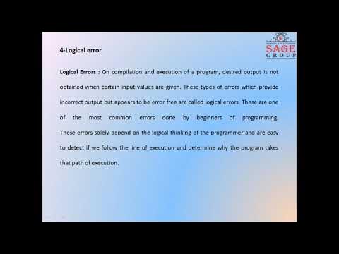 Video lecture on "C language: logical Errors in C Program" by Dr ...