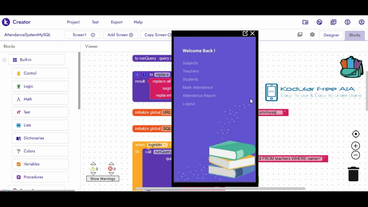 Kodular: Attendance Management System [Free AIA] - YouTube