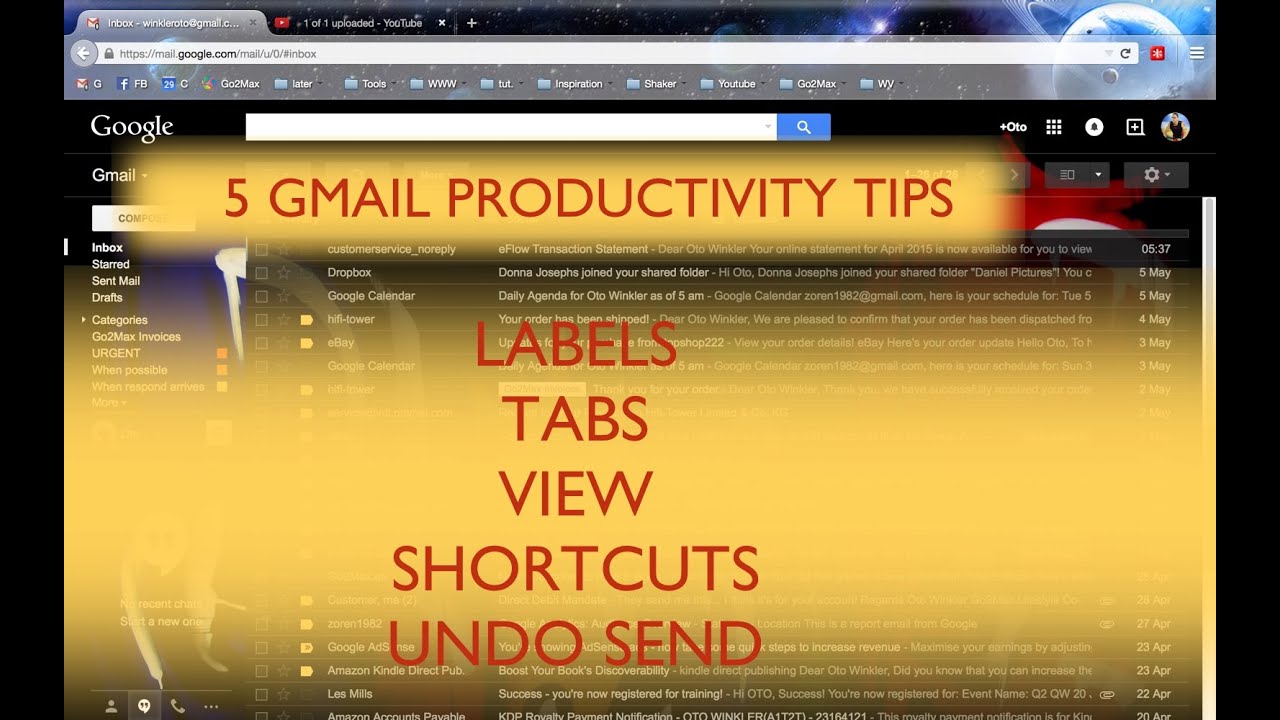 Productivity Tips for Gmail - 5 easy steps to maximise your work - YouTube