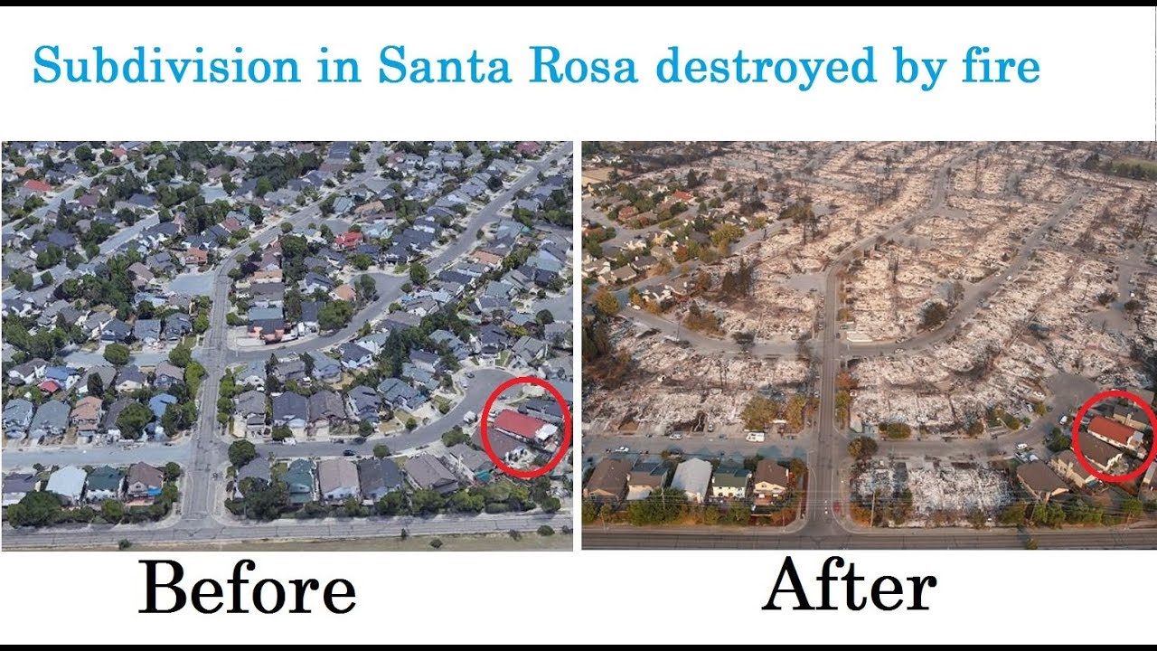 Before and after SANTA ROSA FIRES, WILDFIRES in California, SONOMA ...