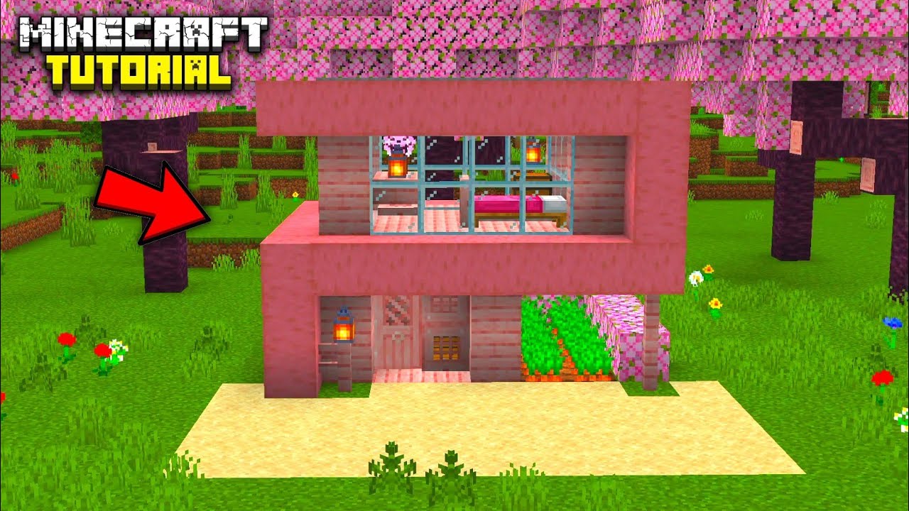 Minecraft: How To Build a Small Survival Cherry Modern House (Easy ...
