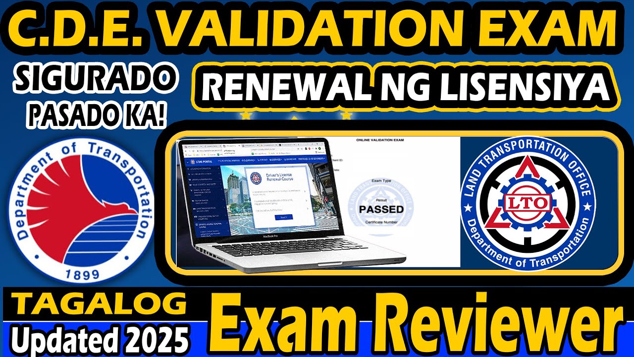 2025 CDE VALIDATION EXAM | LTO EXAM REVIEWER TAGALOG | NON - PRO ...